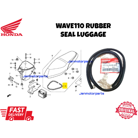 WAVE110 RUBBER SEAL LUGGAGE BOX TAILLAMP PACKING RUBBER GETAH TONG ...