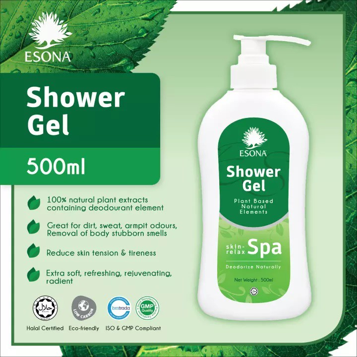 ESONA SHOWER GEL 500ML~ECO FRIENDLY, Deodorize & anti itch naturally ...