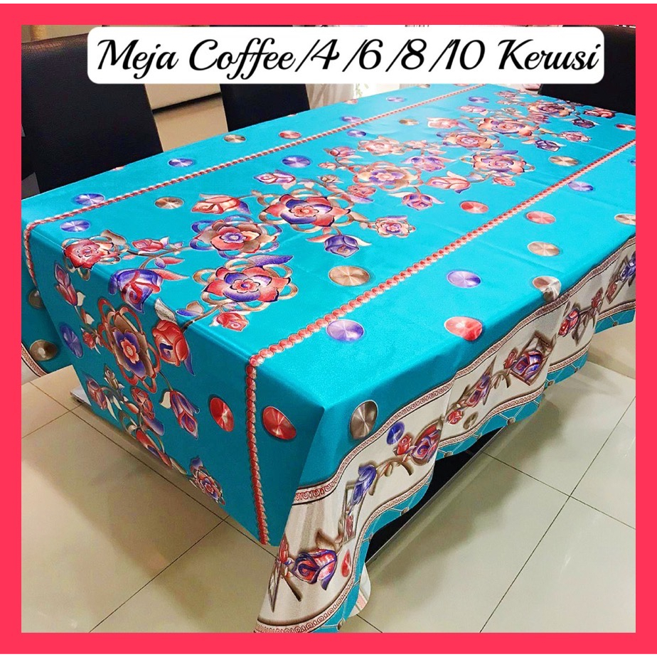 Lapik Meja Korea Warna Biru Luat Corak 3D Alas Meja Waterproof (Meja ...