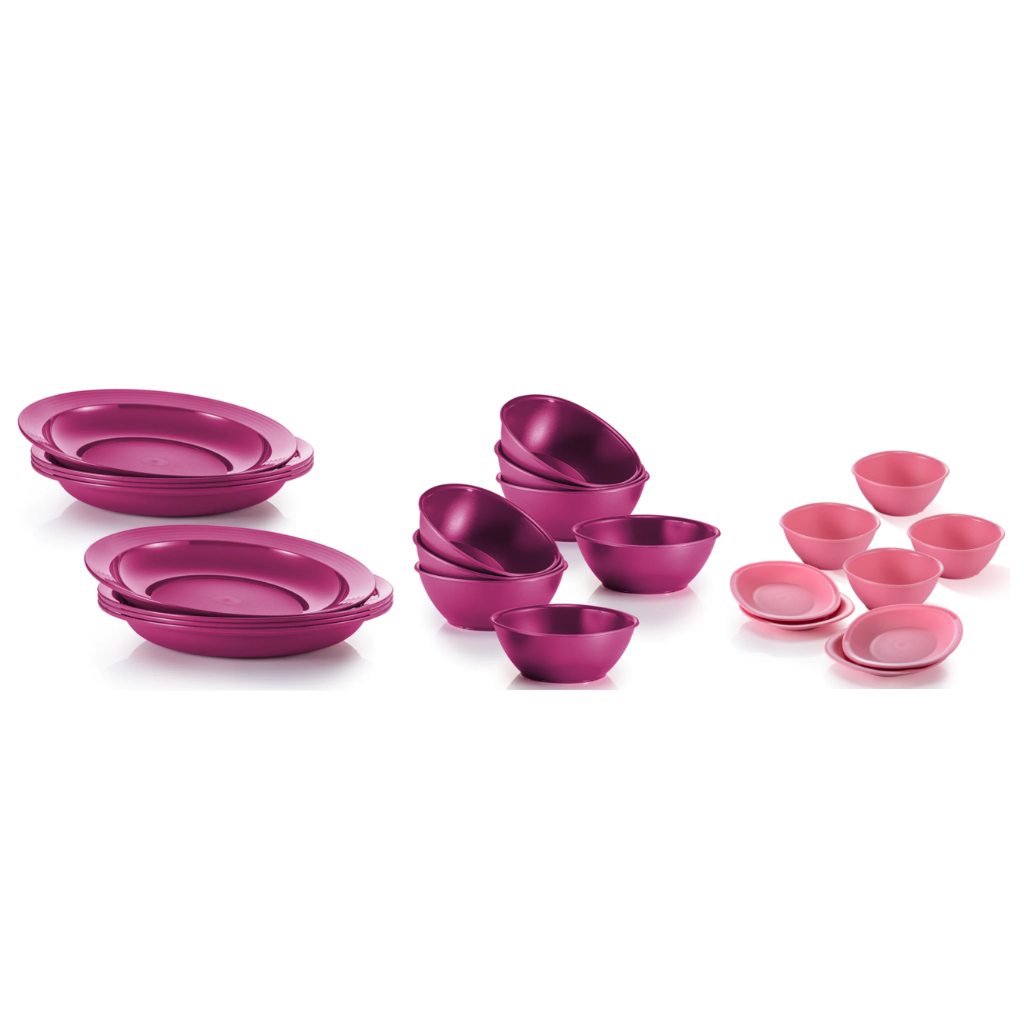 Tupperware Gourmet Plate + Bowl + Dessert Plate Set (Total 24pcs ...