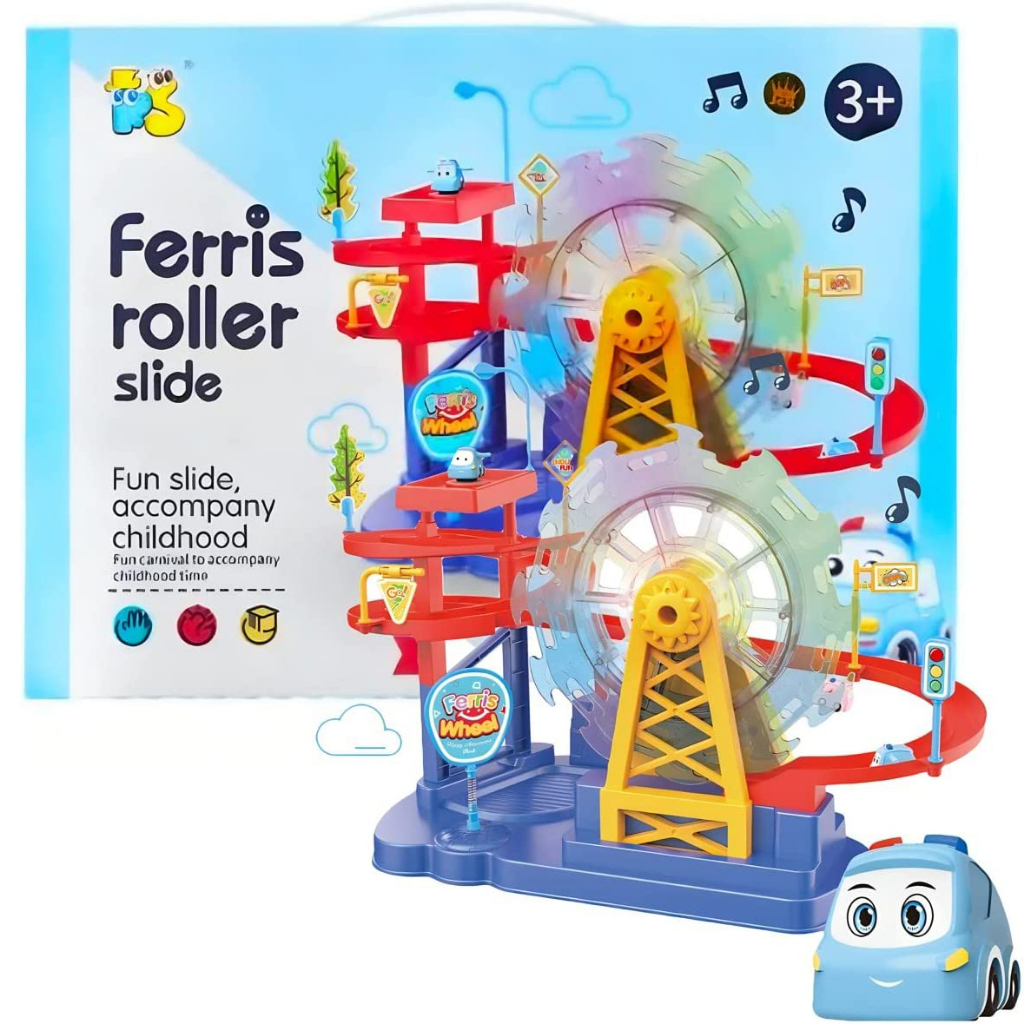 Ferris Wheel Roller Coaster Slide Spinning Track Racer Toy with Mini ...