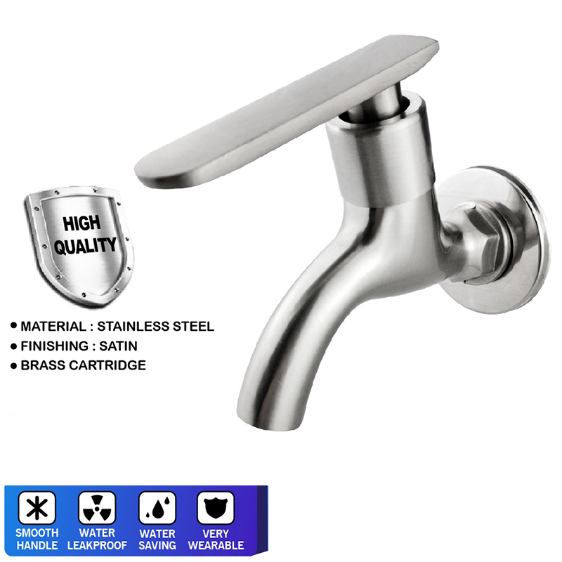 Kitchen & Bathroom Sink Faucet 1/2" Wall Bib Water Tap AA168BS | Shopee ...