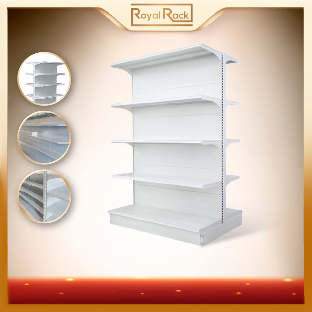 RoyalRack 【White】 Island Gondola Metal Back Plate Storage Rack Retail ...