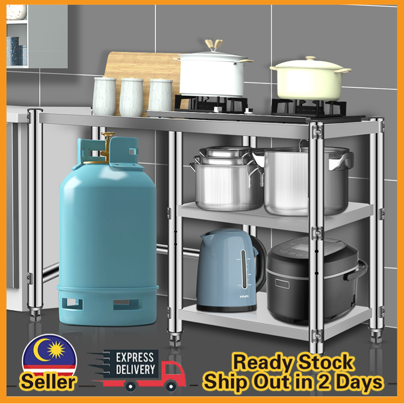 🔥Ready Stock🔥Thickened Stainless steel gas rack kitchen table top ...