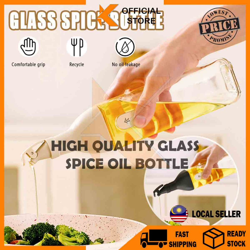 【K-Home】Glass Oil Bottle/ Vinegar Container/ Spice Jar/ Seasoning ...