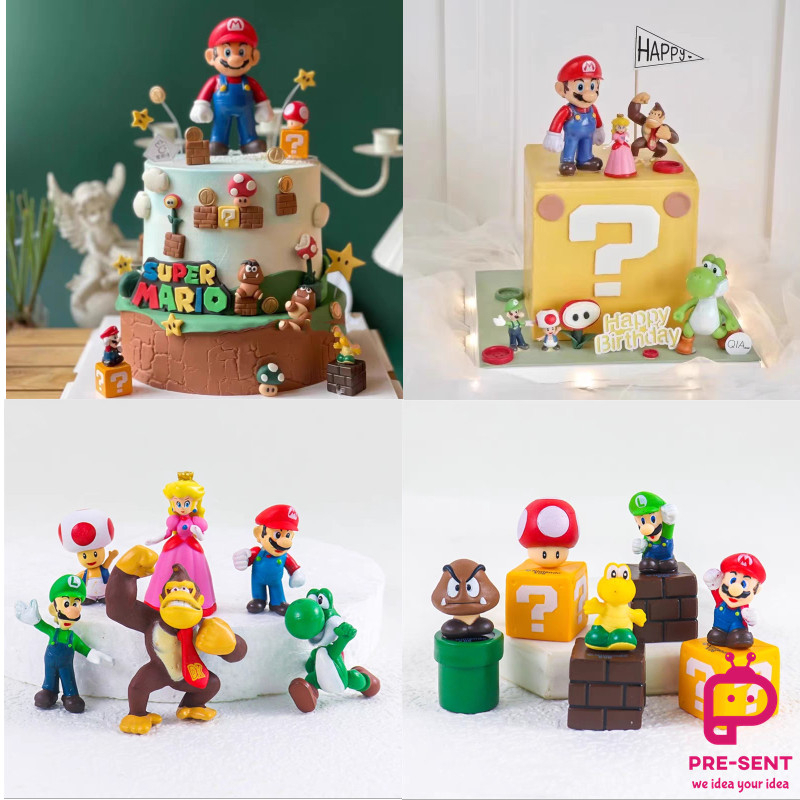 Mario & Friends Mini Figurines - Themed Cake Toppers Set Figure ...
