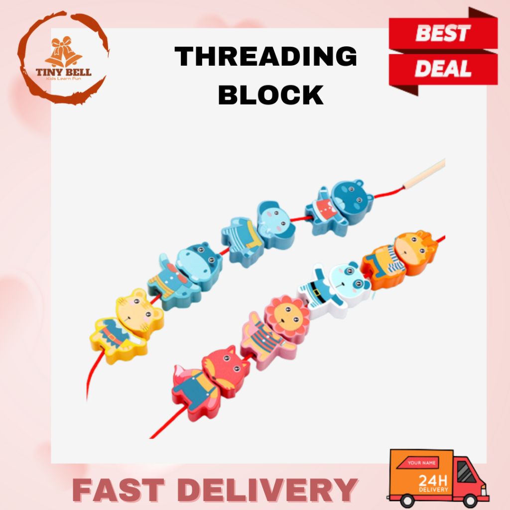 (Ready stock in Malaysia) Children Wooden Stringing Blocks Box ...