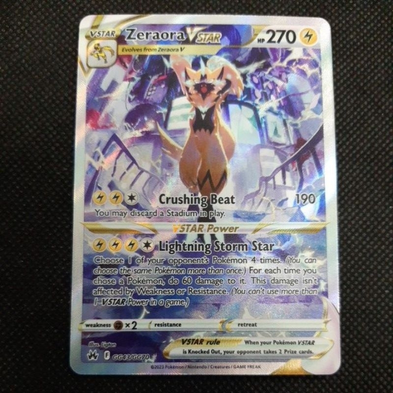 Pokemon Card TCG : Crown Zenith : Zeraora VSTAR GG43/GG70 Ultra Rare 100% Original Pokemon Card ...