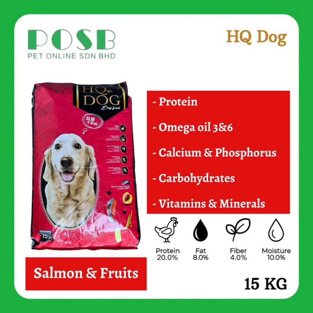 HQ Dog Food Salmon & Fruits Formula 15kg / Makanan Anjing (Salmon ...