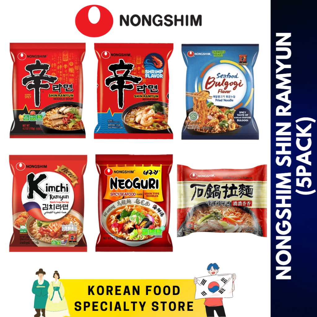 NONGSHIM SHIN RAMYUN (Korean Instant Noodle) 120g x 5 | Shopee Malaysia