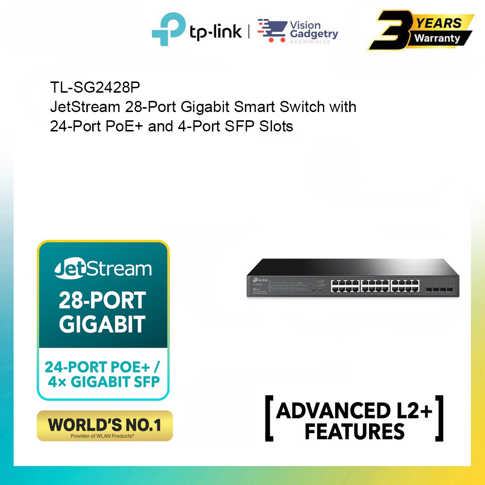 TP-Link TL-SG2428P JetStream 28-Port Gigabit Smart Switch with 24-Port ...
