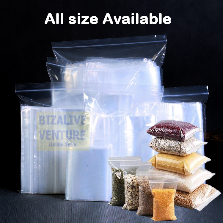 PE Plastic Zip Bag (100pcs) Zip Lock Bag | Zip Bag | Transparent ...