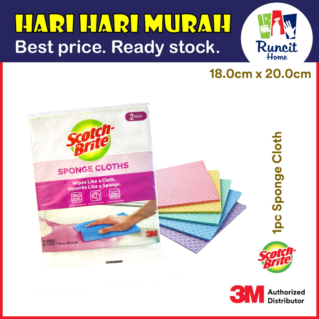 3M Scotch Brite Sponge Cloth / Kain Span (2 Pcs/Pack) | Shopee Malaysia