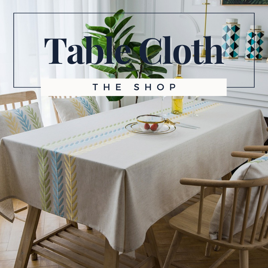 (From Johor) Modern Leaves Flowers Table Flag Embroidered Geometric ...