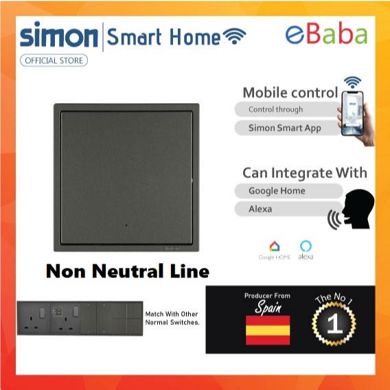 (No Need Neutral Wire) SIMON i7 Smart (Graphite Black)-Smart Switches ...