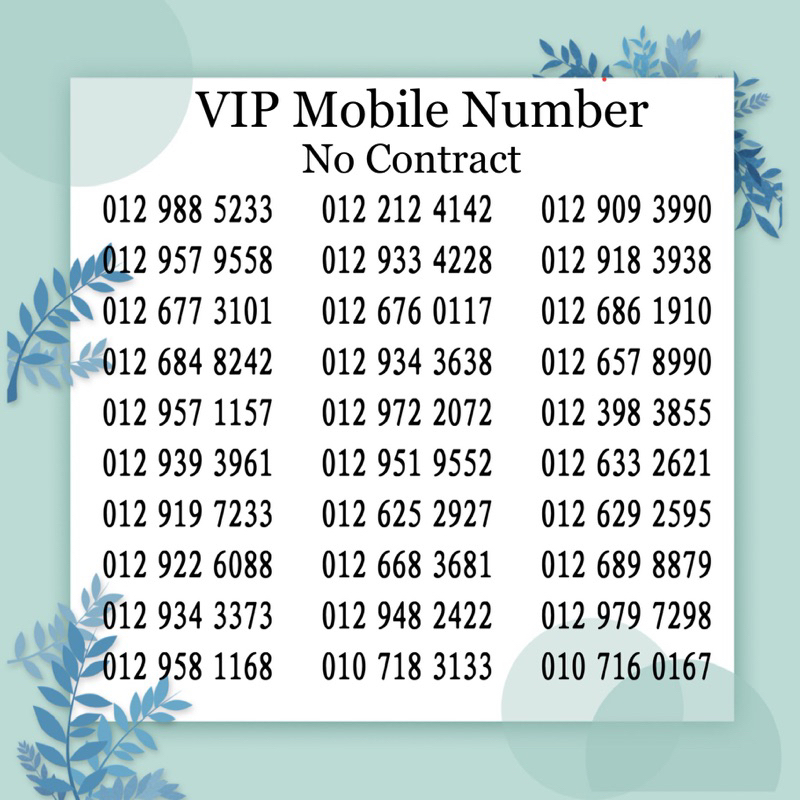 012 VIP Number ,Lucky Number, Fengshui VIP Number, Couple Number ...