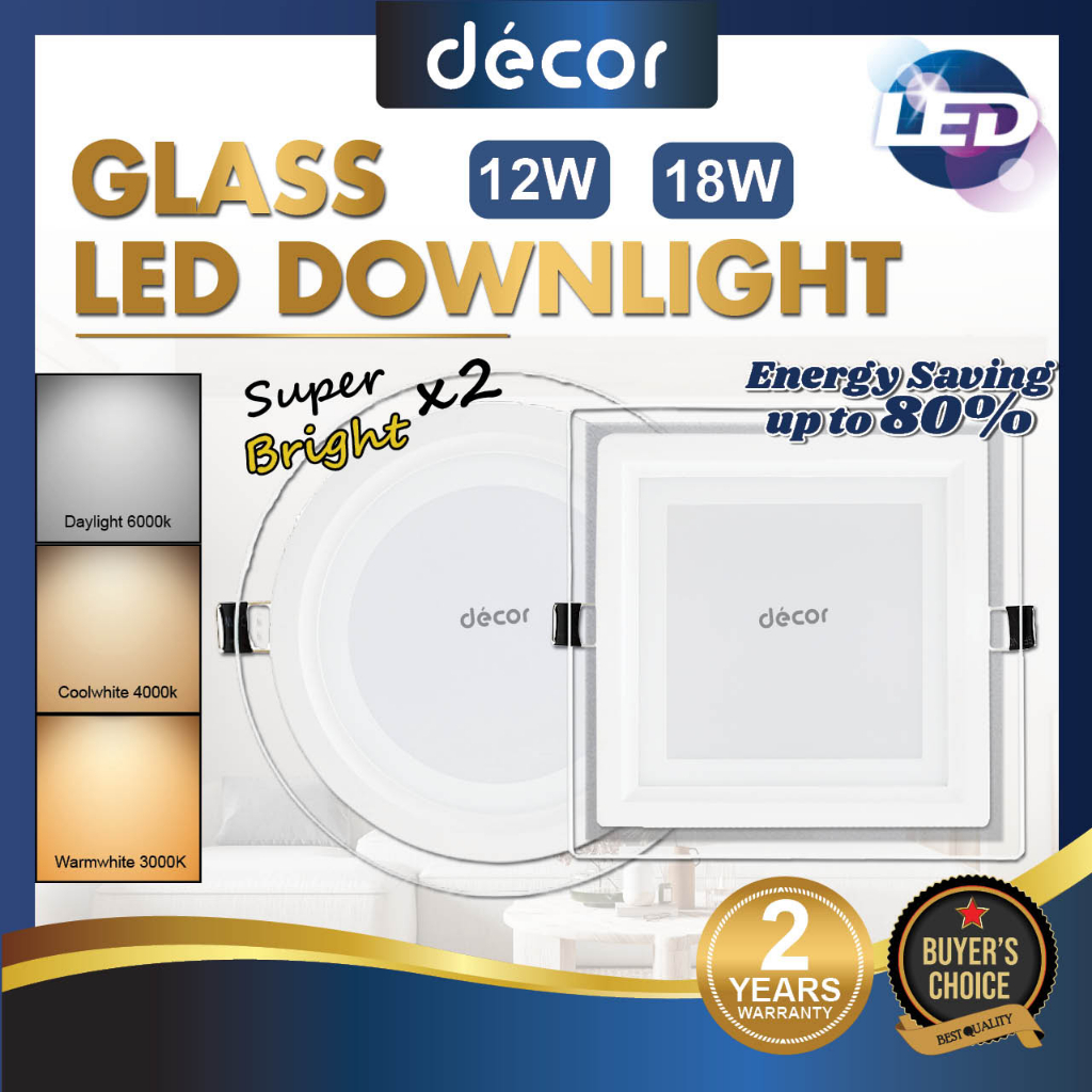 LED Downlight Glass Recess 12W 18W Round Square LED Panel Light ...