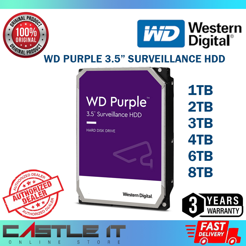Western Digital WD Purple 3.5" Surveillance HDD SATA 1TB 2TB 3TB 4TB ...