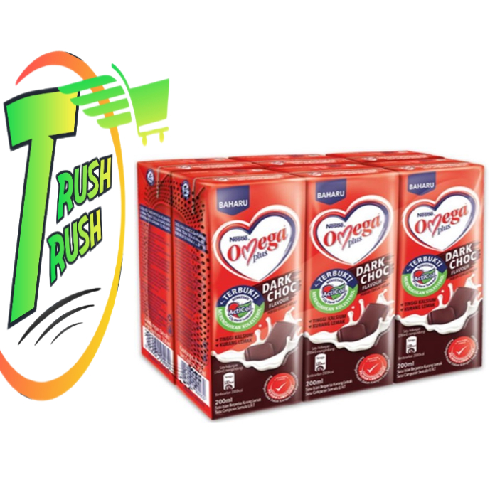 Nestle Omega Plus UHT Dark Chocolate Flavour Milk (200ml x 12 Packs ...