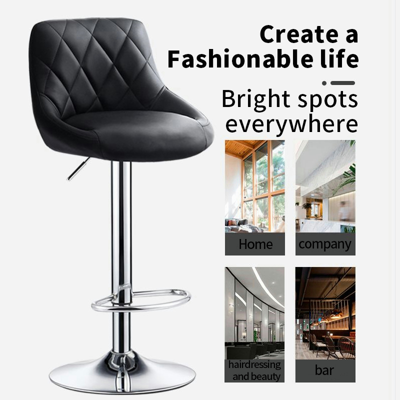 Bar chair(White Seat/Black Seat) Nordic Style Barstool With Backrest ...
