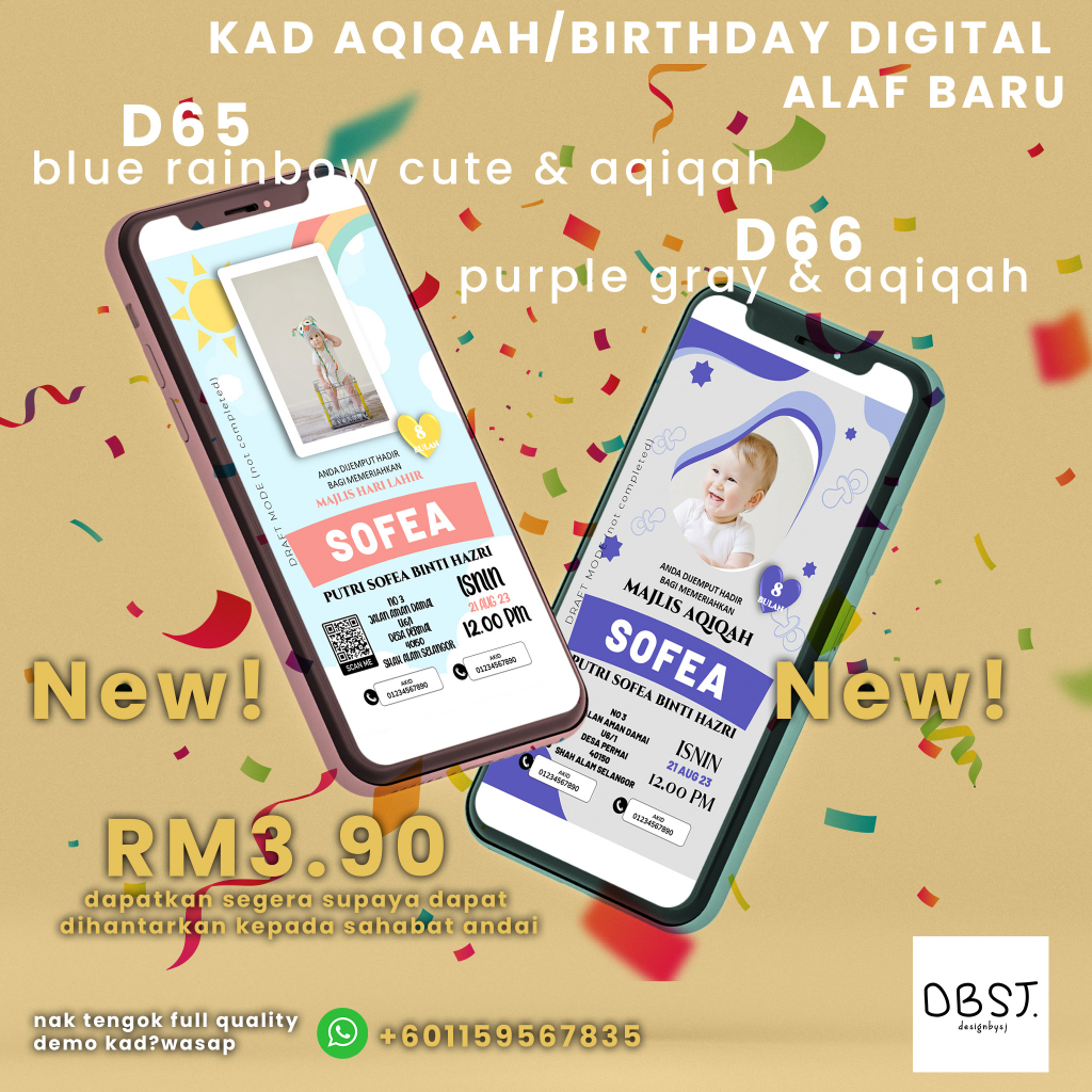 Kad Ucapan Digital Aqiqah Dan Hari Lahir E-Card Invitation For Birthday Kad Birthday Hari Lari ...