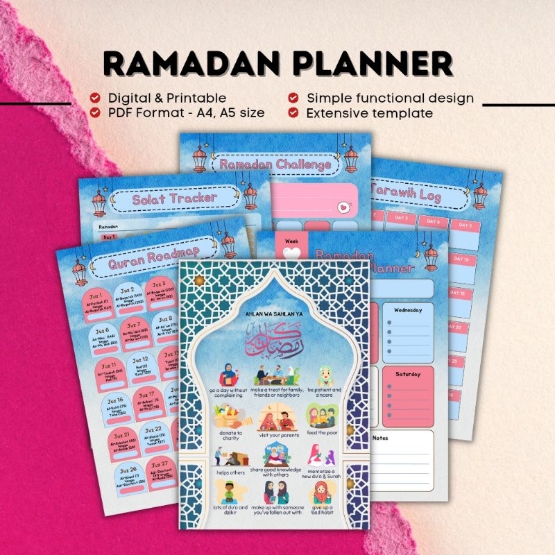 Ramadan Planner Quran Solat Terawih Tracker - Undated Digital Printable ...