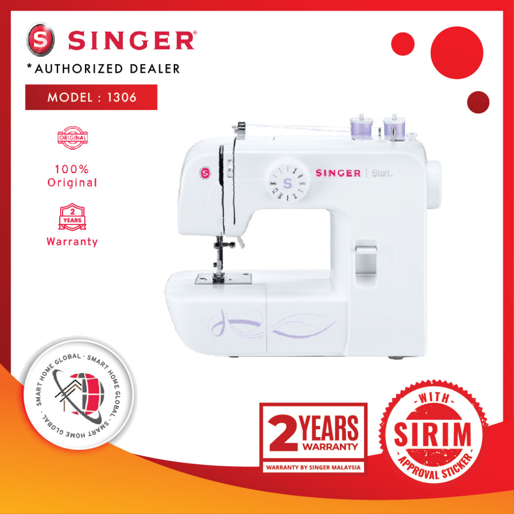 *Ready Stock* Singer 1306 Portable Lockstitch Sewing Machine | Shopee ...
