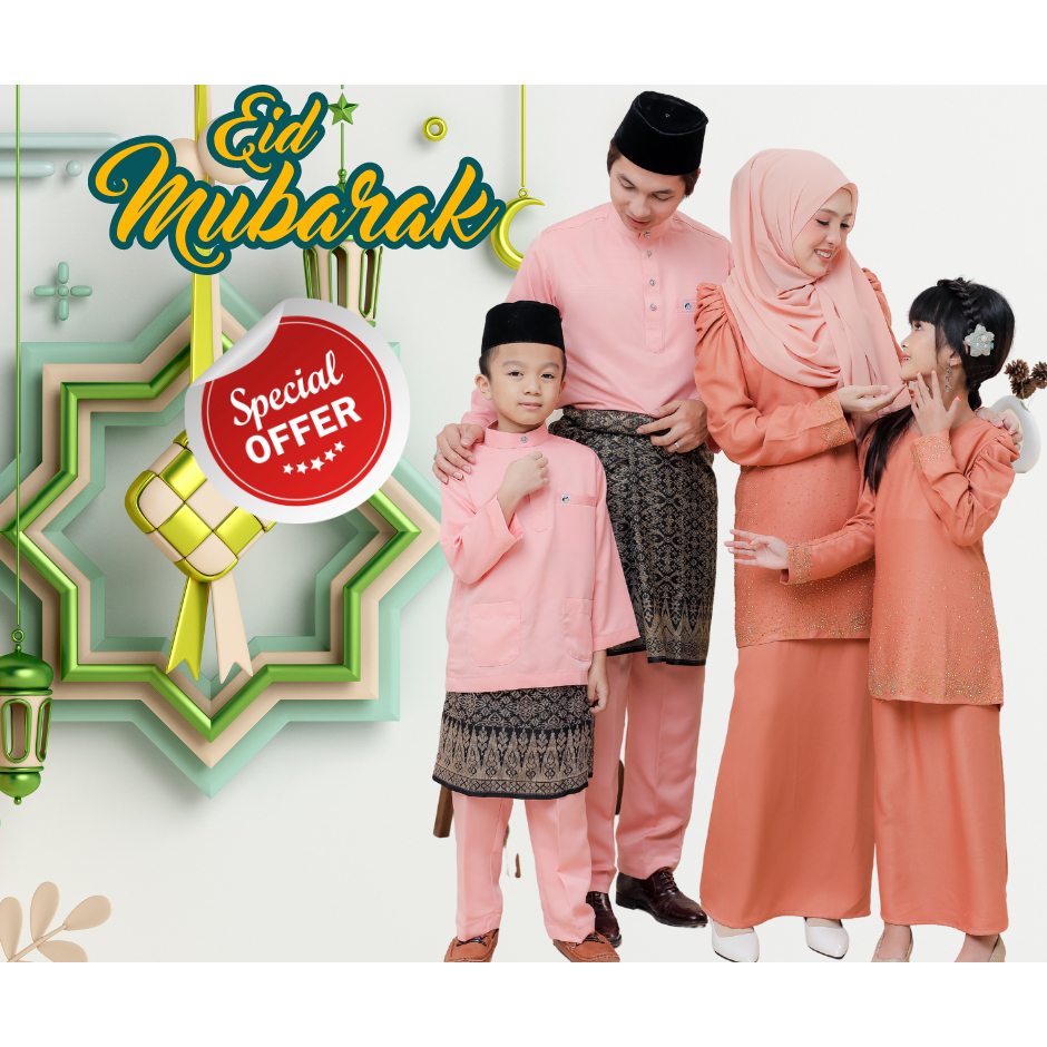 [ PEACH COLOUR ] SET FAMILY RAYA 2023| COUPLE | NIKAH | KURUNG MODEN ...