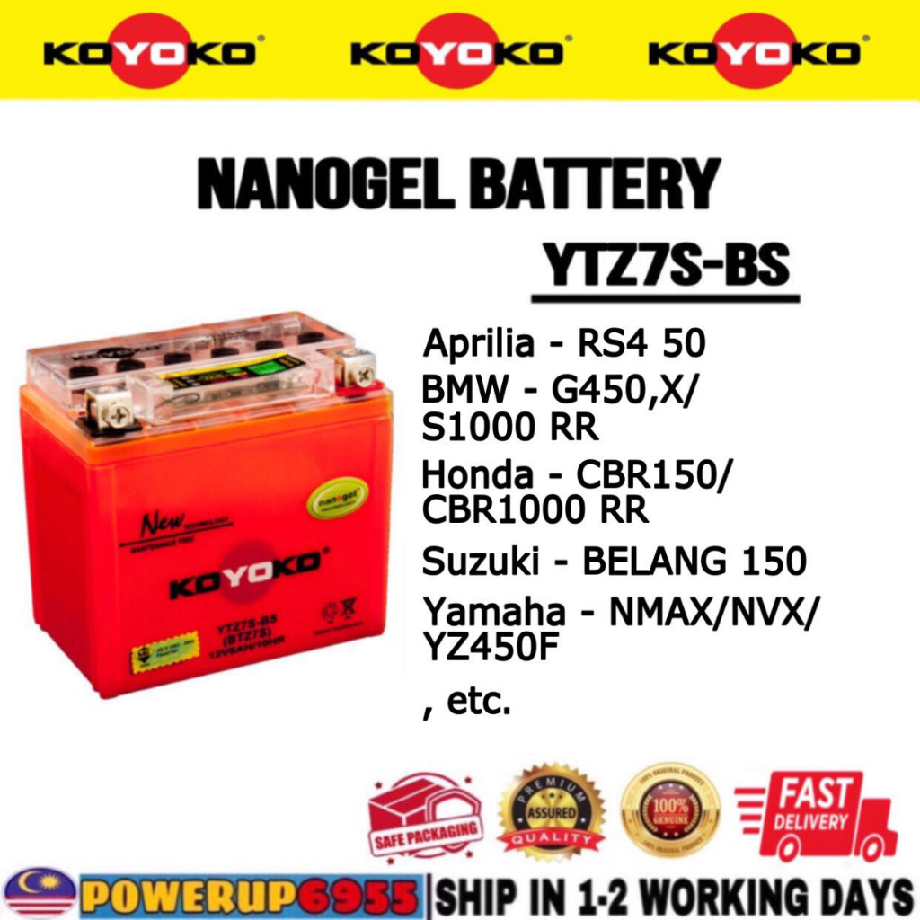 YTZ7S-BS YTZ7S BTZ7S KOYOKO NANOGEL BATTERY G450 X S1000 RR CBR150 NMAX ...