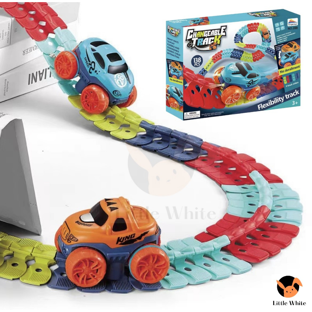 Little White Kids Flexible Car Track Toy Racing Creativity Early ...
