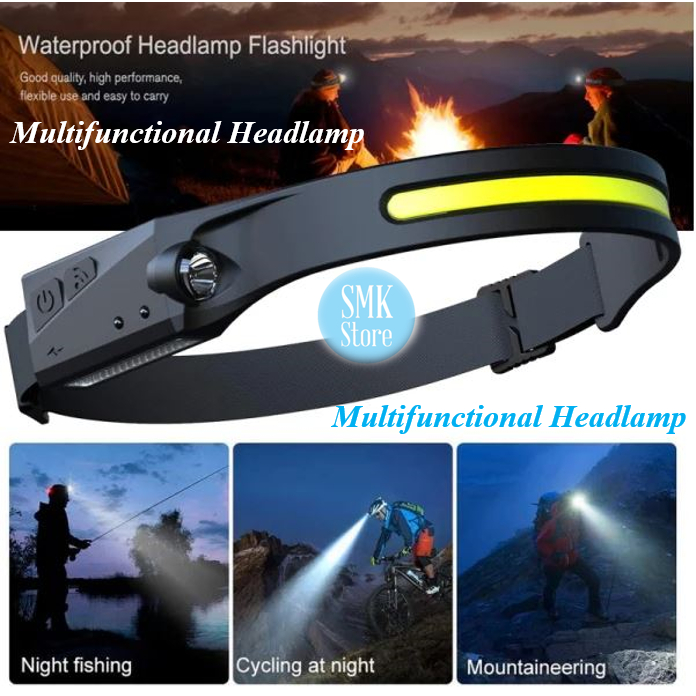 🔥Malaysia🔥 LED Headlamp Perspectives Induction Illumination 350 Lumens Waterproof Rechargeable ...