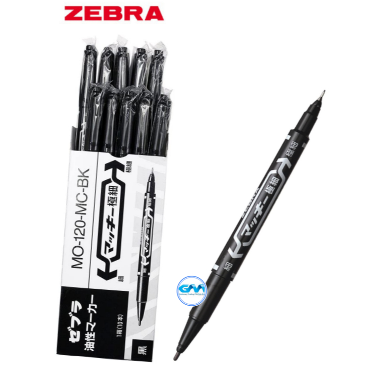 Zebra Twin Head Permanent Marker McKee extra fine B-MO-120-MC-BK Black ...