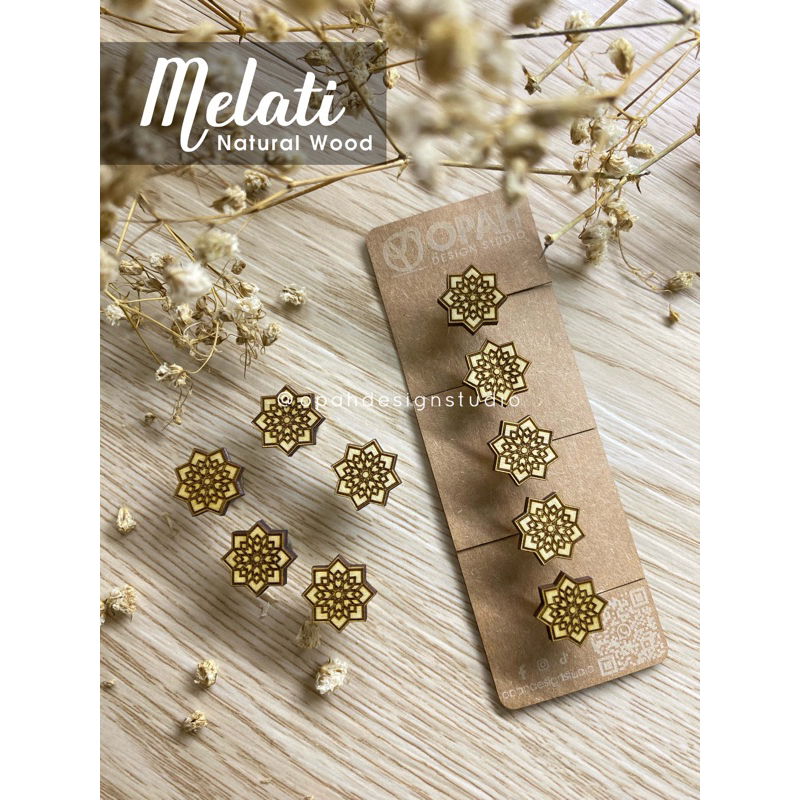 Butang baju melayu Klasik Opah Design Studio kayu & black akrilik ...