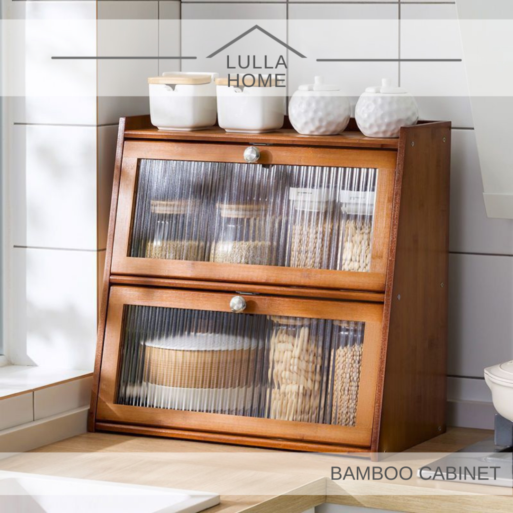 LullaHome Minimalist Muji Nordic Bamboo Cabinet Kitchen Pantry ...