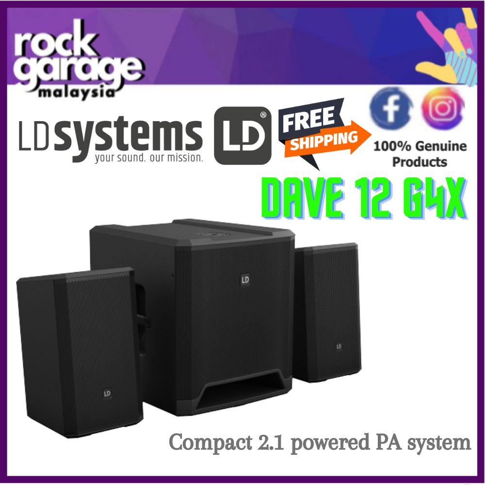 LD Systems DAVE 12 G4X Compact 2.1 powered PA system (DAVE12G4X) | Shopee Malaysia