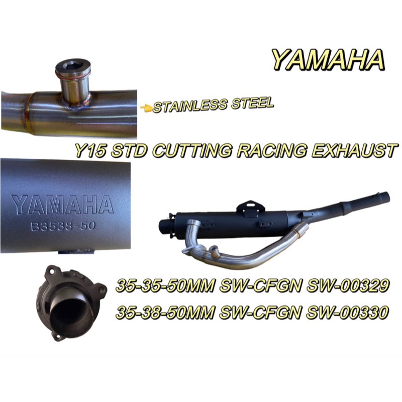 YAMAHA Y15ZR Y15 STD OPEN EXHAUST 35MM EKZOS EZOS STANDARD OPEN CHOP ...
