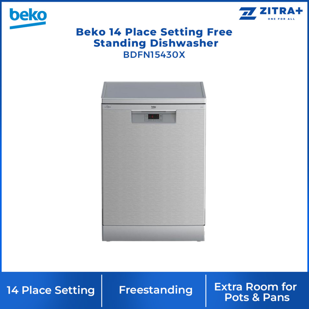 Beko 14 Place Setting Free Standing Dishwasher BDFN15430X | LED Display ...