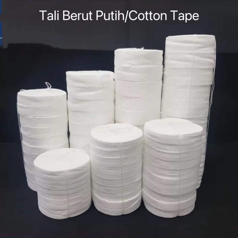 Tali Burut Putih/Tali Ikat Kain/White Cotton Tape/Cotton Webbing ...
