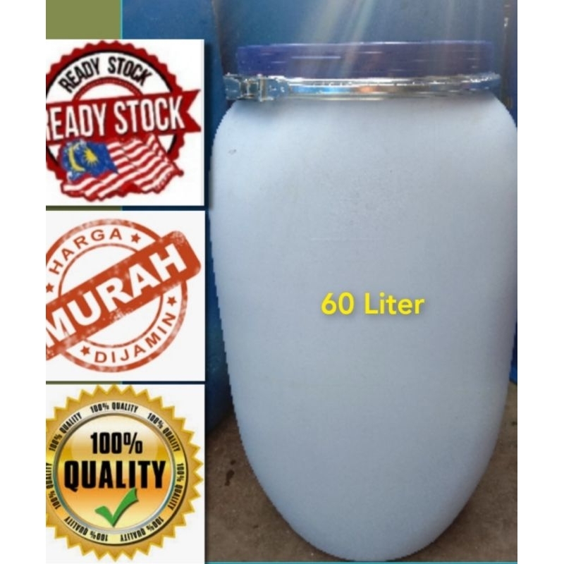 60liter/Tong Terpakai / Tong Kedap Udara/ Tong Biru/ Bokashi /EM ...