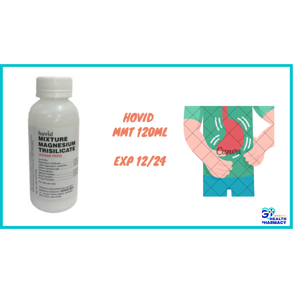 Hovid MMT Magnesium Trisilicate (Syrup MMT) Syrup 120ml [FOR GASTRIC ...