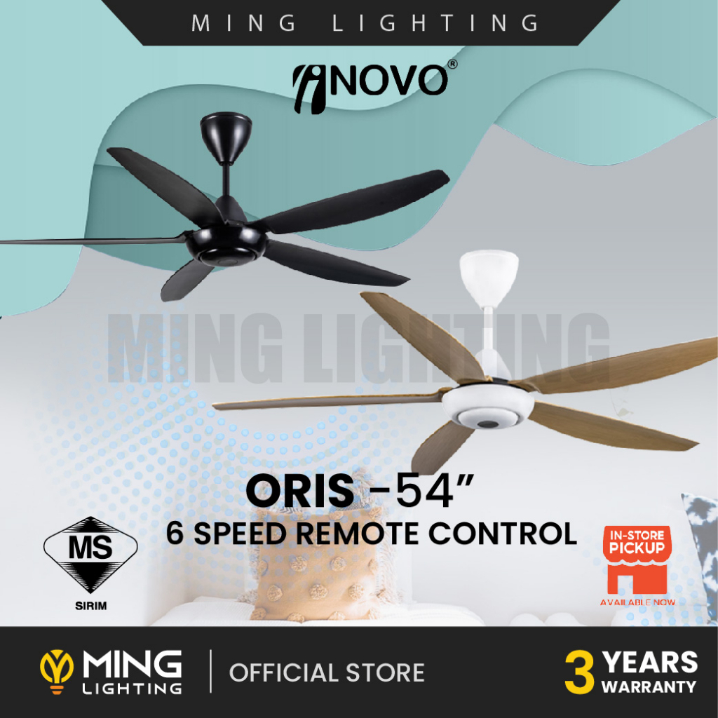 INOVO ORIS Ceiling Fan 5 ABS Blades Remote Control 1370mm AC Motor 6 ...