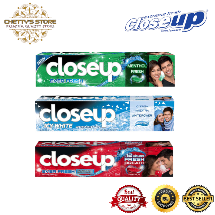 Closeup Fluoride Gel Toothpaste Menthol Fresh / Icy White Flavour ...