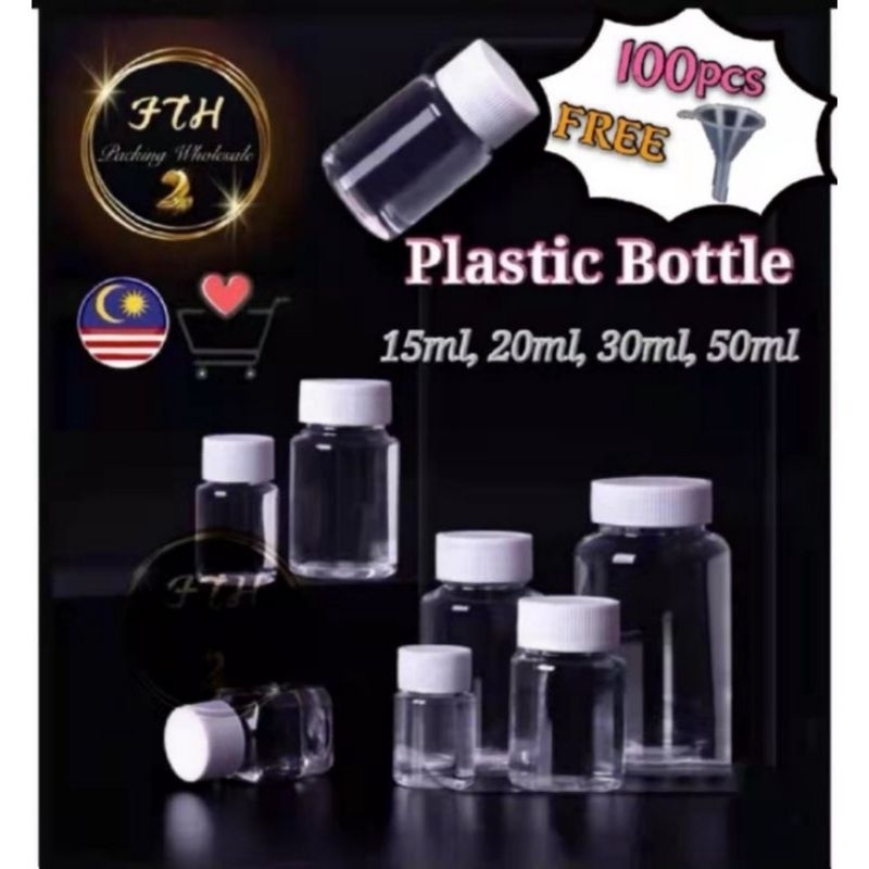 READYSTOCK🔥50PCS [Plastic Bottle] Botol Plastik 15ml, 20ml, 30ml, 50ml Plastic Bottle sample ...