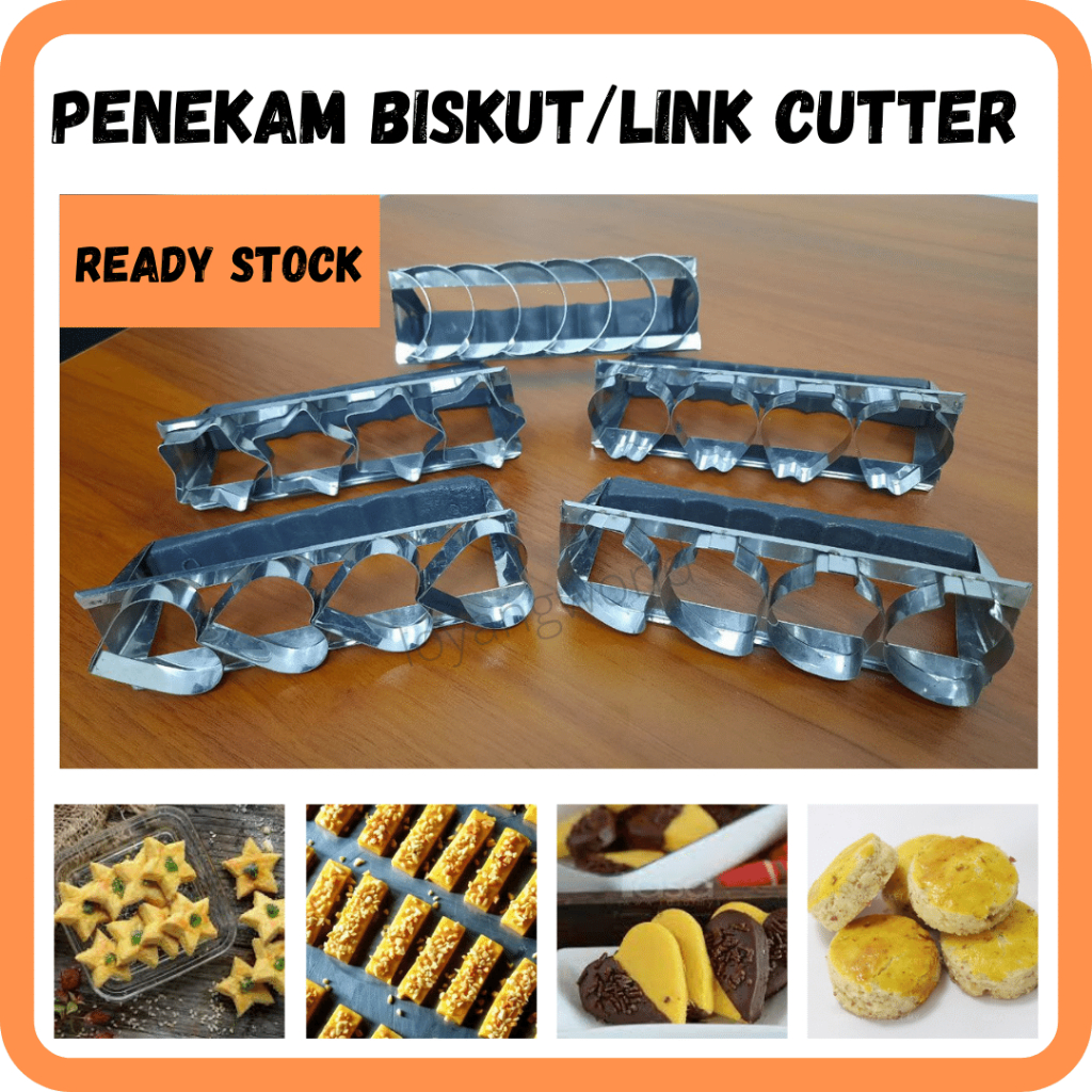 Acuan Biskut Kembar Link Cutter Cookie Steel Cookies Bentuk Bulat Star ...