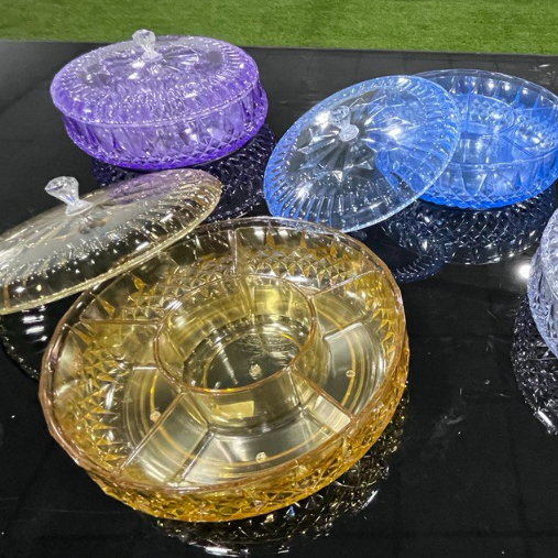 Crystal Bowl with 6 Compartments PS800/6 / Air Tight Party Serving Dome ...