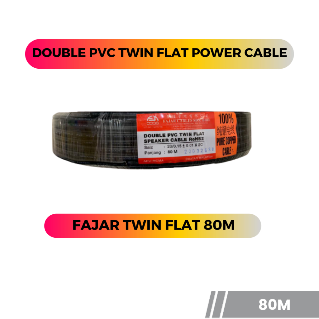 HIKVISION CCTV CABLE Double PVC Twin Flat Power Cable Fajar Cable 23/0 ...