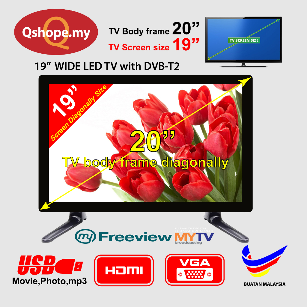 Qshope.my / 21" INCH LED TV HD or below Built in DVB-T2 | Shopee Malaysia