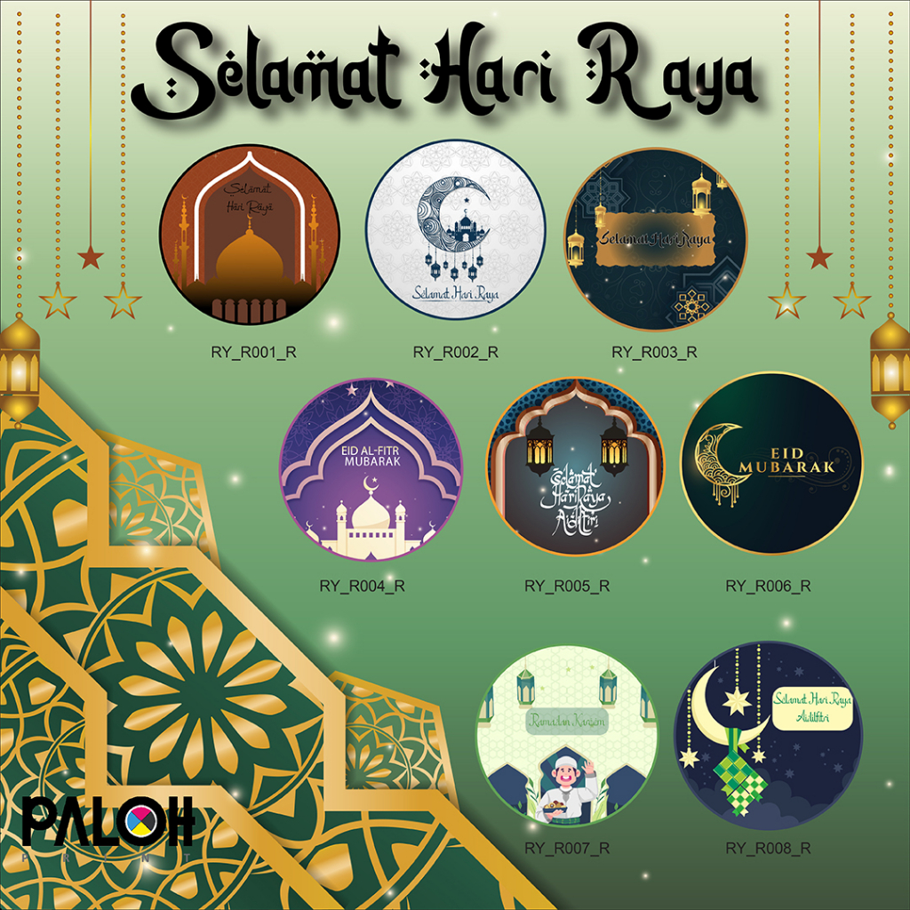 120PCS 30mm Round Raya Sticker | Hari Raya | Ramadan 2023 | Shopee Malaysia