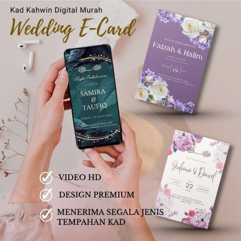 🌺E-Card Wedding Digital Muslim & Non Muslim / Kad Kahwin & Tunang ...