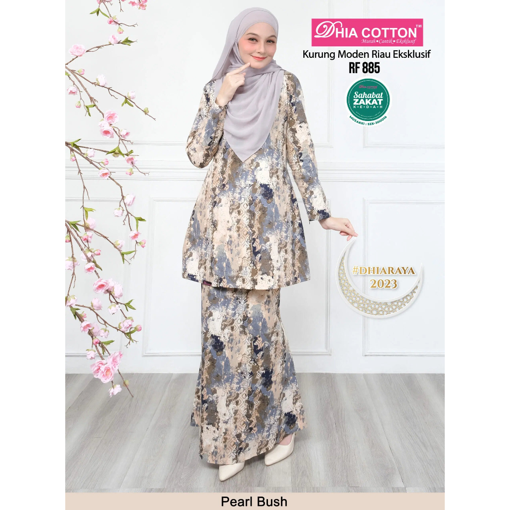 Baju Kurung Moden Riau Dhia Cotton (Design Raya 2023) | Shopee Malaysia